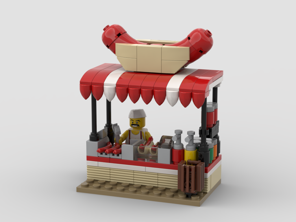 MOC - Modular Urban Food Area + 3 stand + 1 cart – How to build it